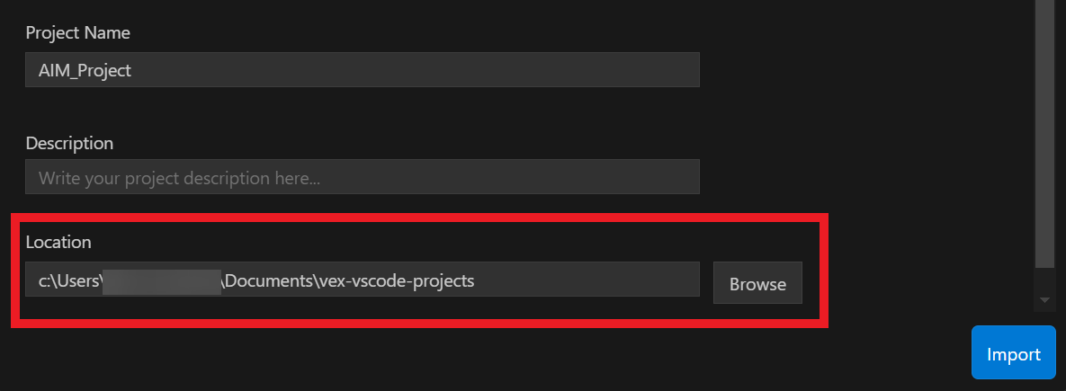 Importar un proyecto VEX AIM a VS Code – Biblioteca VEX